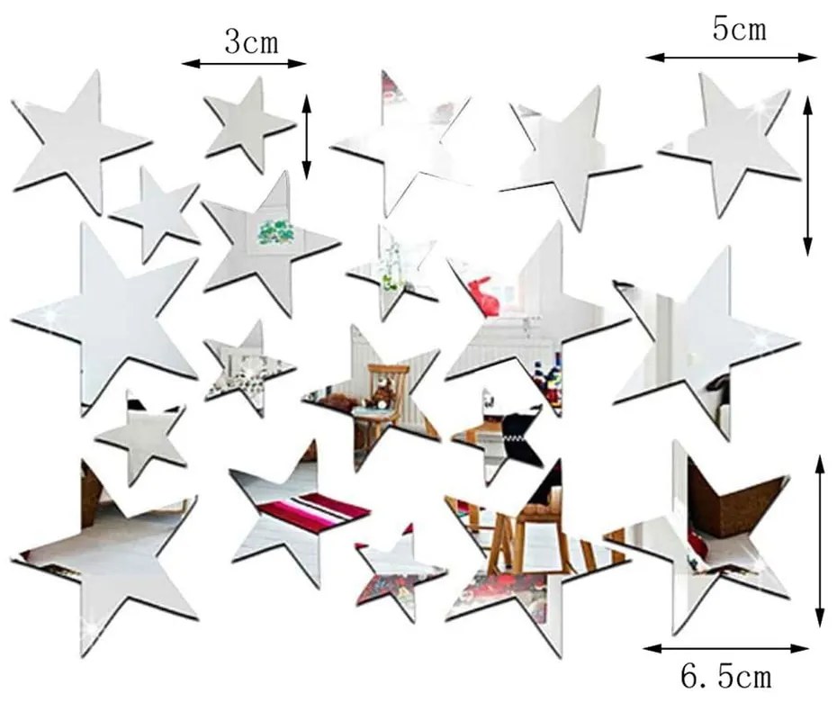 Sada 20 zrcadlových samolepek Ambiance Stars