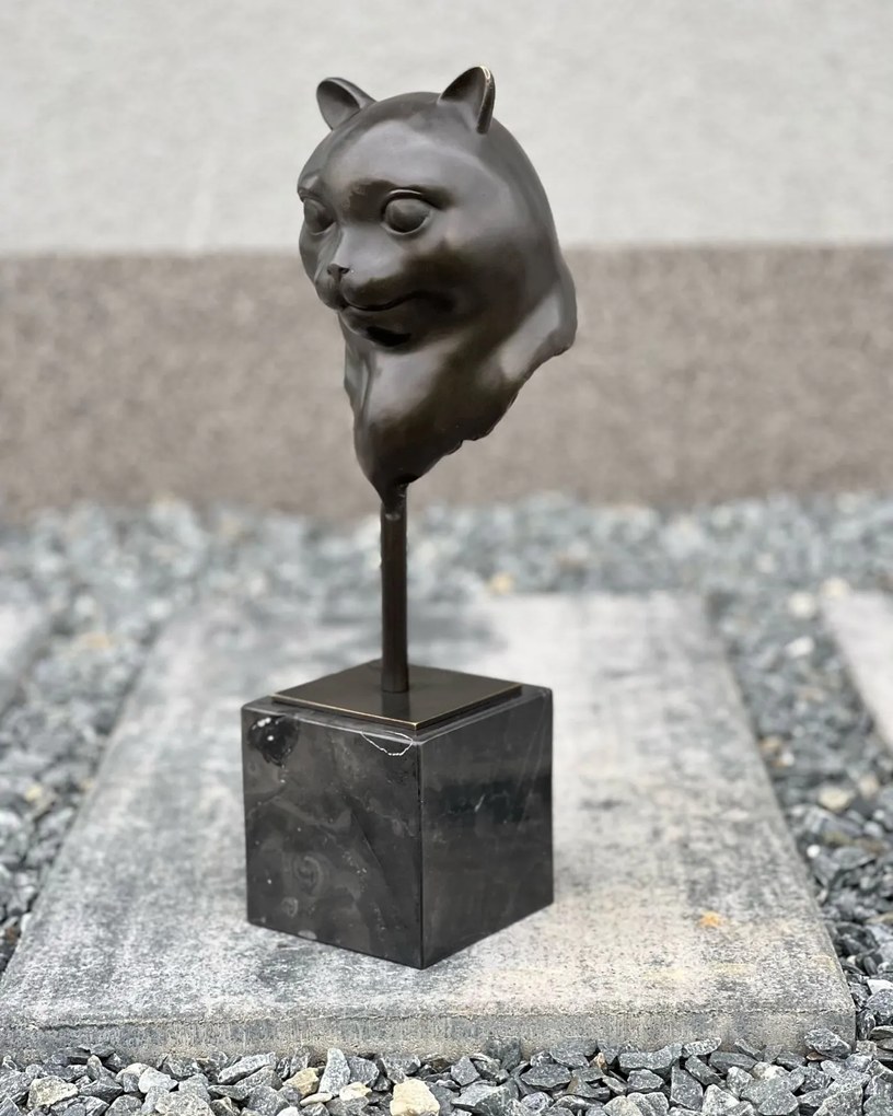 Moderní bronzová socha soška - Kočičí hlava