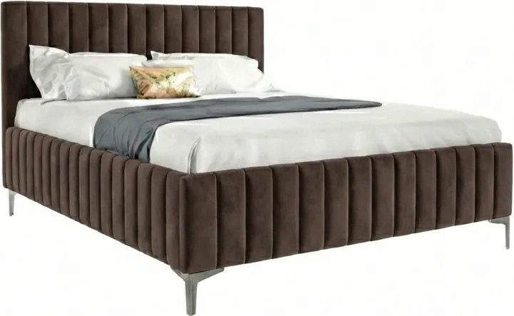 Eka Čalouněná postel INTIMA+ 120x200 cm Barva látky Trinity: Světle hnědá (Trinity 2306), Úložný prostor: S kovovým rámem úložného prostoru, Barva nožek postele: Černá
