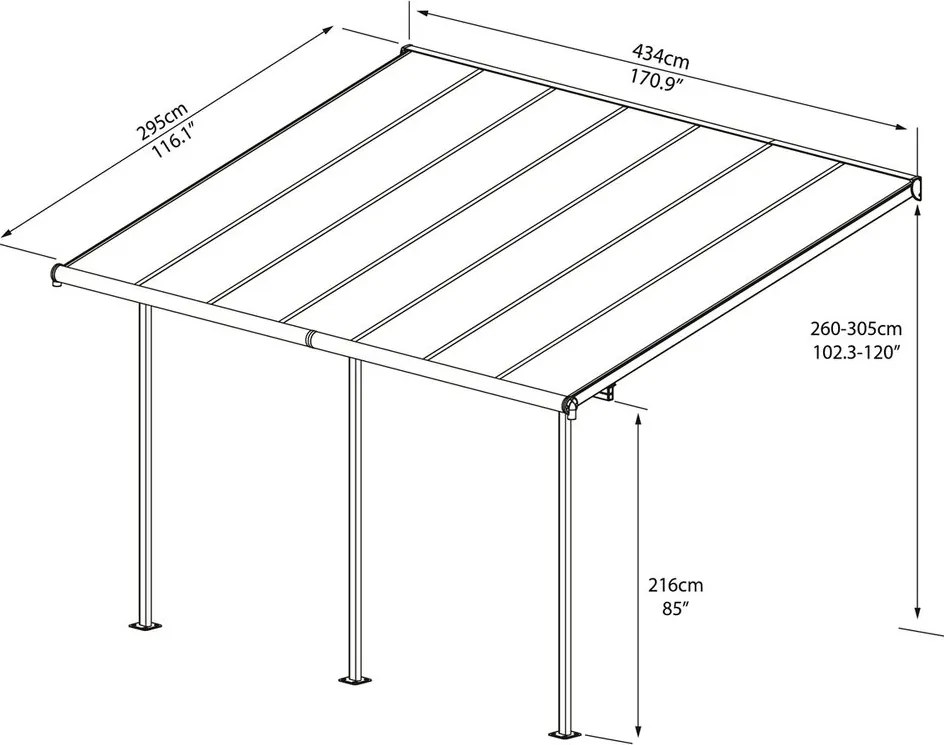 Hliníková pergola Palram Sierra 4200 antracit 3 x 4,25
