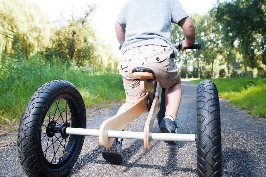 TRYBIKE dřevěné odrážedlo/tříkolka  4v1 HNĚDÁ