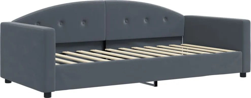 Válenda s přistýlkou a matracemi tmavě šedá 90 x 200 cm samet 3197326