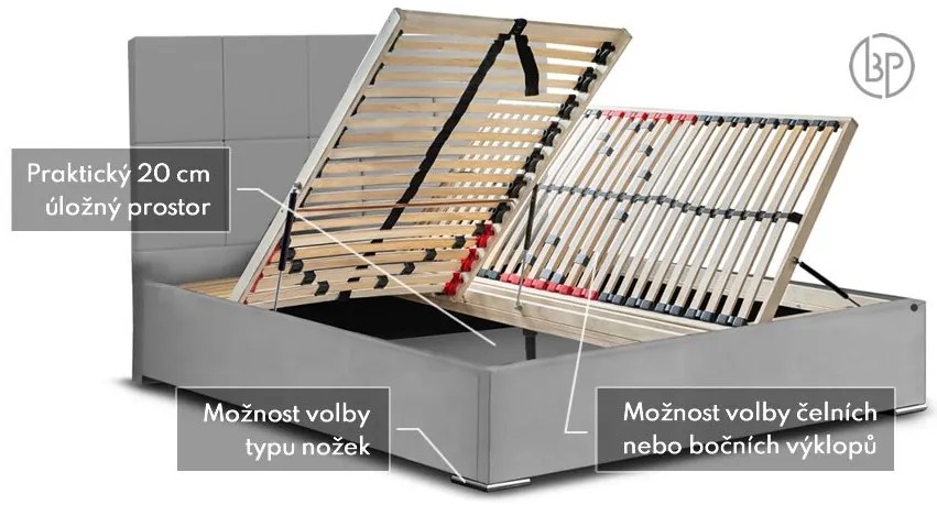 Luxusní čalouněná postel GEMINI, s úložným prostorem