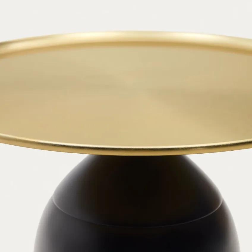 Černo-zlatý kovový odkládací stolek Kave Home Liuva 52 cm