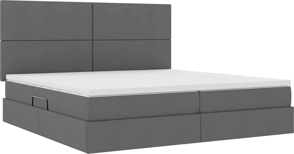 Postel s úložným prostorem a matrací Tmavě šedá 200 x 200 cm 3371740