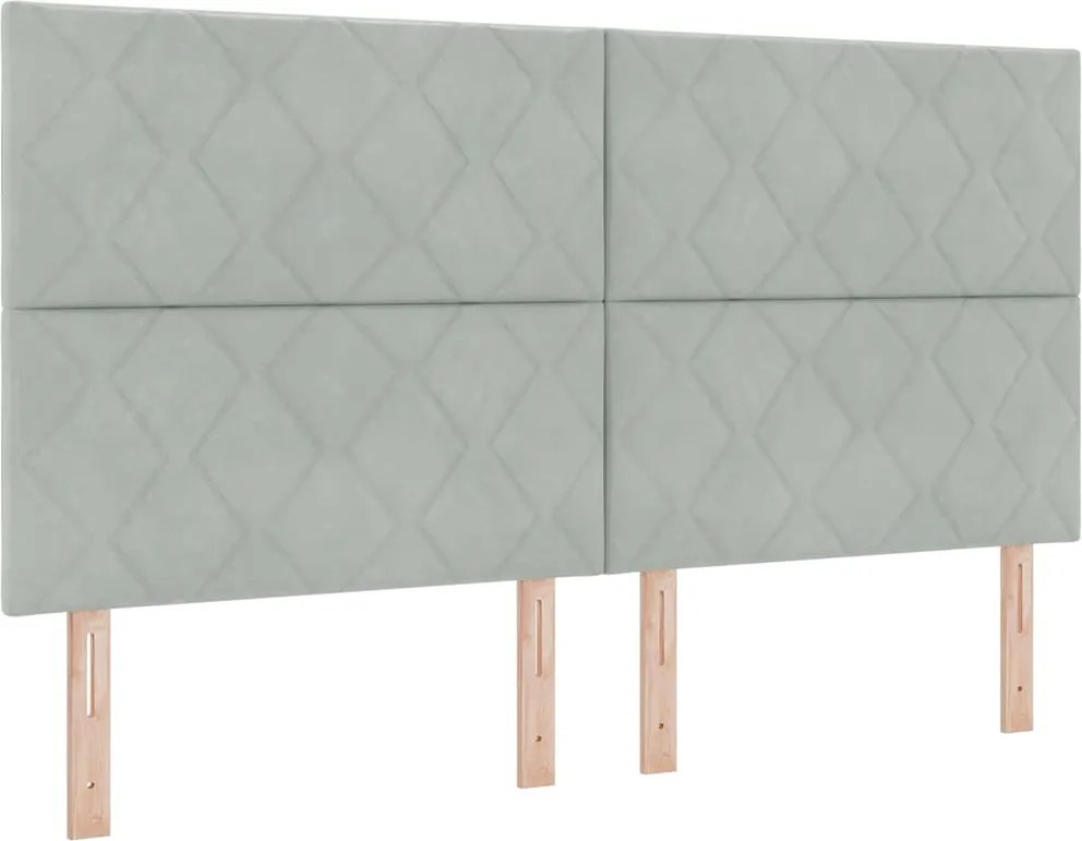 Postel s boxspringem s čelo Světle šedá 180 x 200 cm samet 3342074