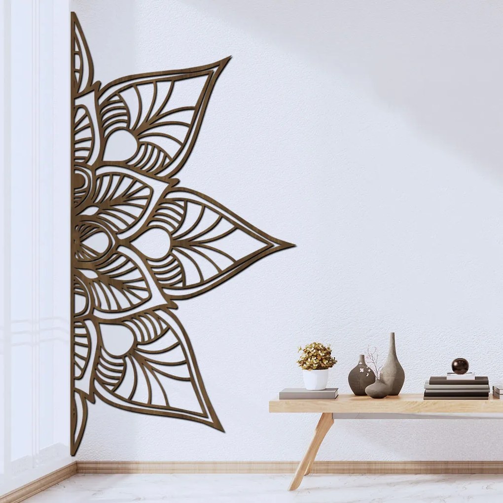 dřevo života Dřevěná mandala k posteli KVET Zvolte rozměr (cm): 160x82, Zvolte barvu dekoru: Horský dub