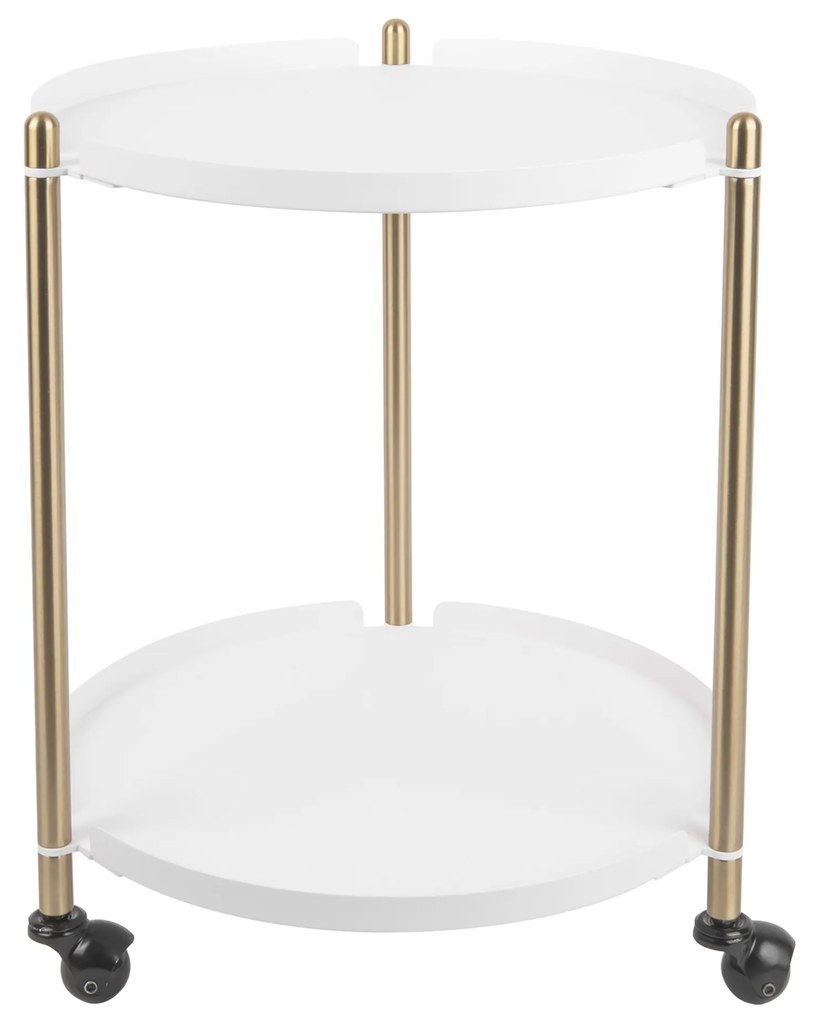 Select Time Bílo zlatý odkládací stolek s kolečky Vadre