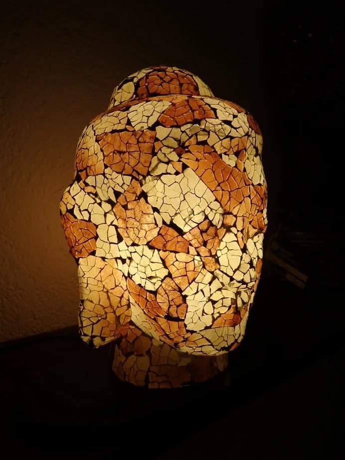 Stolná lampa HLAVA BUDHA, ručná práca