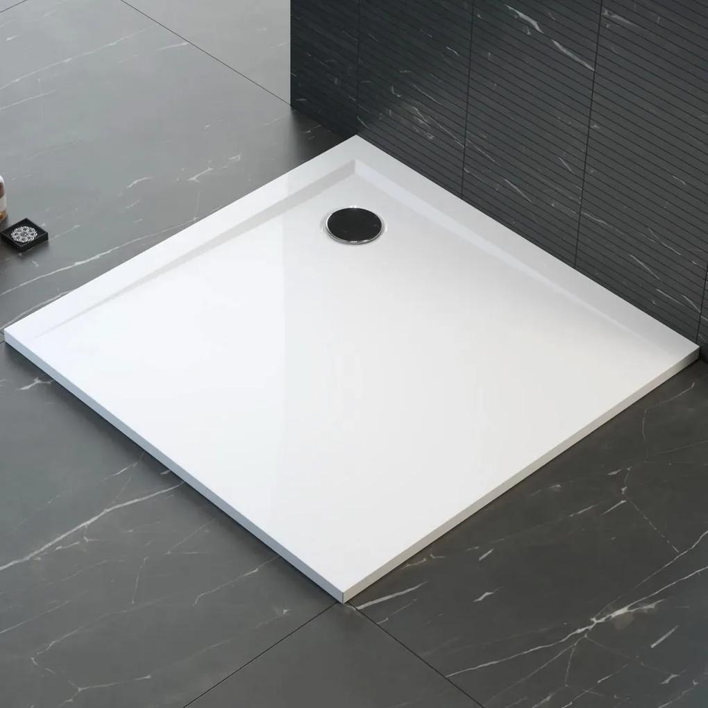 Polimat Čtvercová sprchová vanička z minerálního kompozitu Perrito SQ 80x80 (90x90) Barva: Černá, Rozměry (cm): 80x80