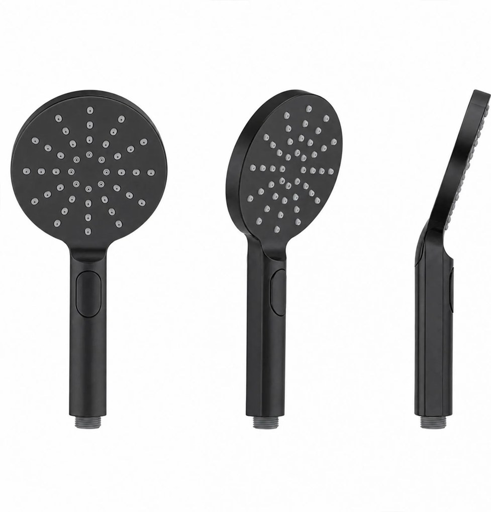Erga Dubaj, sprchový set s baterií a hlavovou sprchou 23 cm, černá matná, ERG-YKA-BP.DUBAJ23-BLK