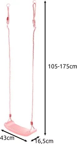 Dětská závěsná houpačka na lanech – plastová – růžová