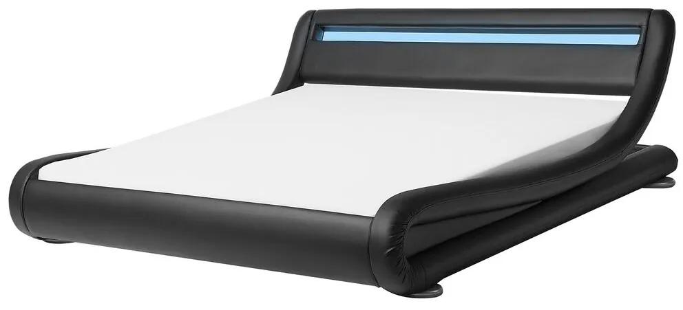 Vodní postel z umělé kůže s LED 180 x 200 cm černá AVIGNON Beliani