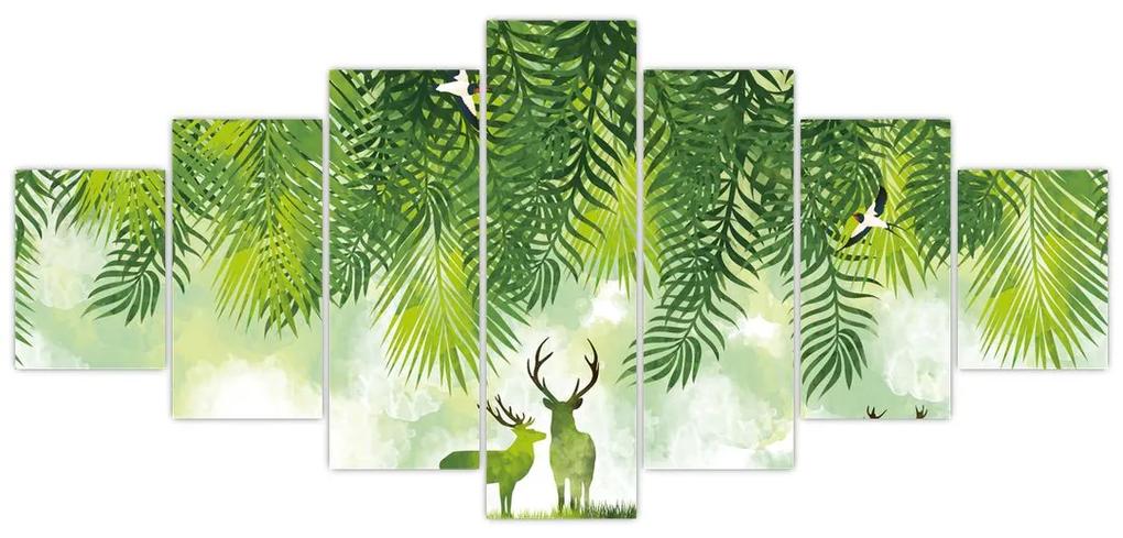 Obraz - Jeleni v lese (210x100 cm)