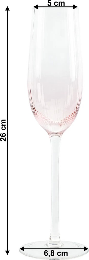 Sklenice na šampaňské, set 6 ks, 280 ml, růžová, CELESTE TYP 1