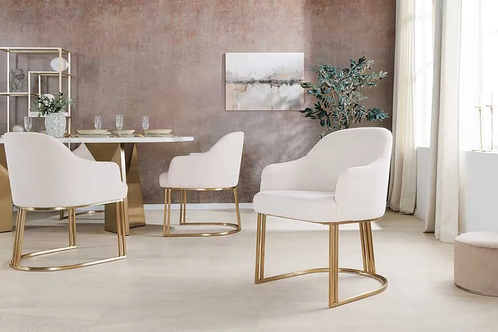 Designová jídelní židle Napayshni béžový manšestr