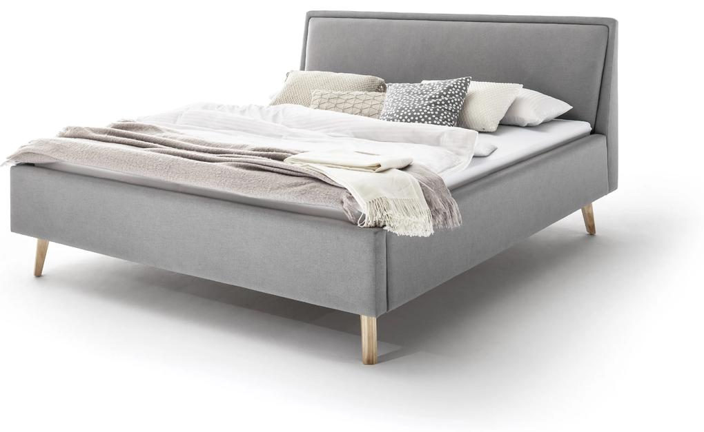 Čalouněná postel FRIEDA 160x200 s úložným prostorem, světle šedá Barva: dřevo