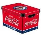Dekorativní úložný plastový box s víkem, červený + Coca Cola, vel ...