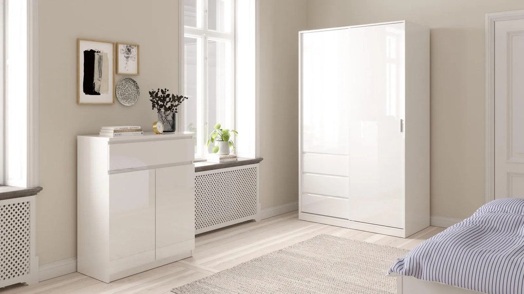 FALCO Skříň Simplicity 146 bílý lesk