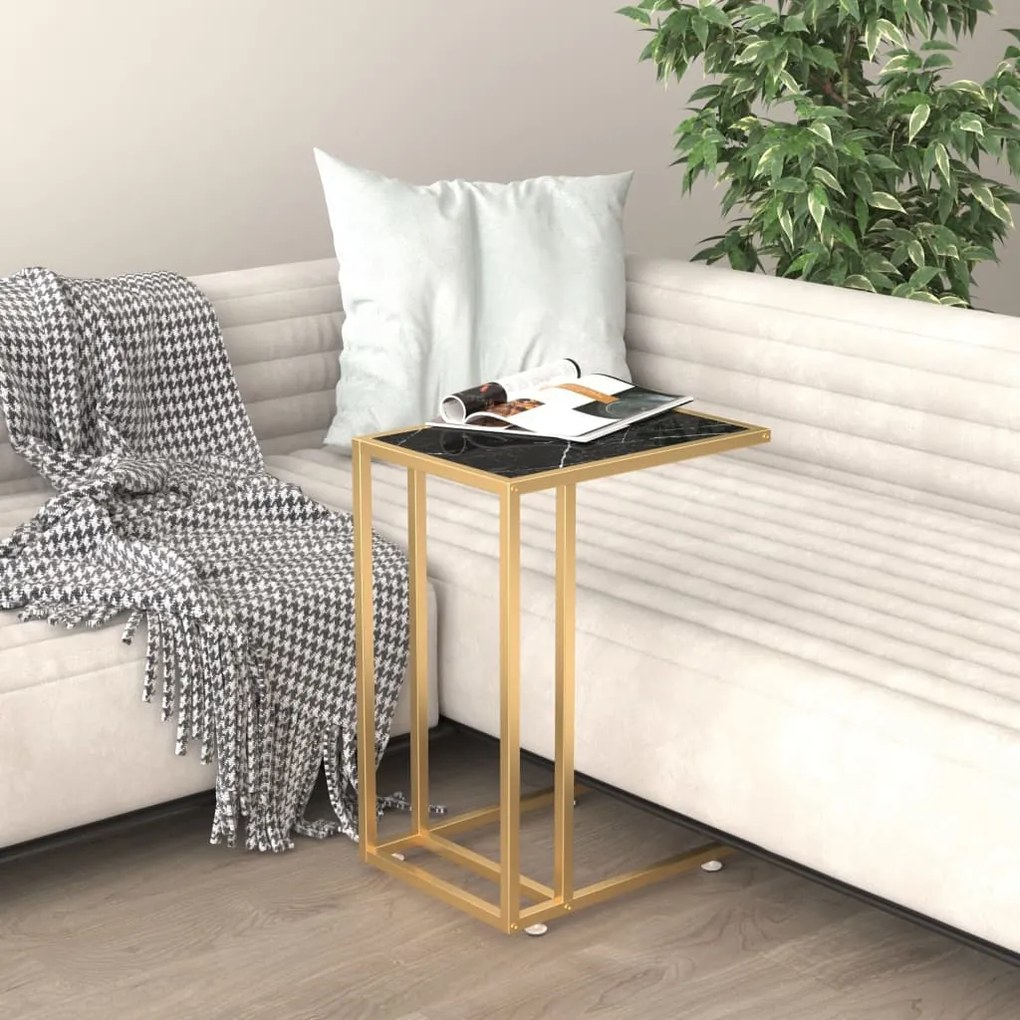 Stolek na notebook černý mramor 50 x 35 x 65 cm tvrzené sklo 331647