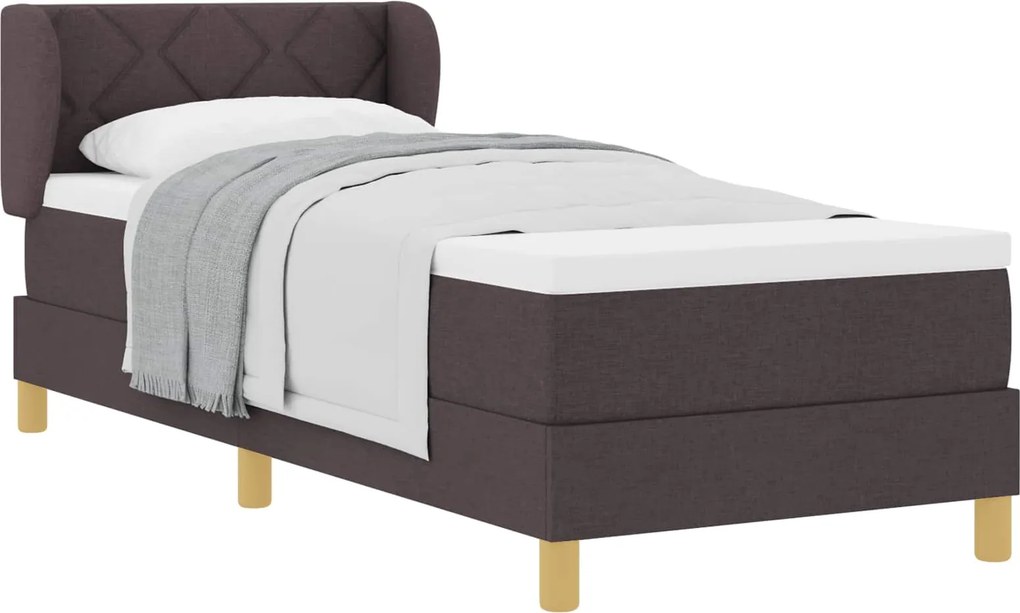 Postel s boxspringem s čelo Tmavě hnědá 80 x 200 cm textil 3340244