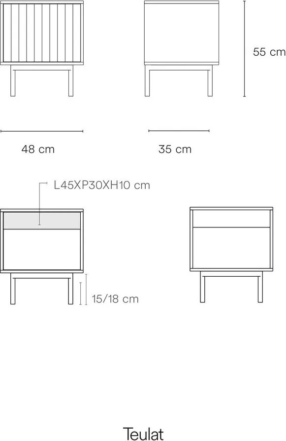 Černý matný noční stolek Sierra – Teulat