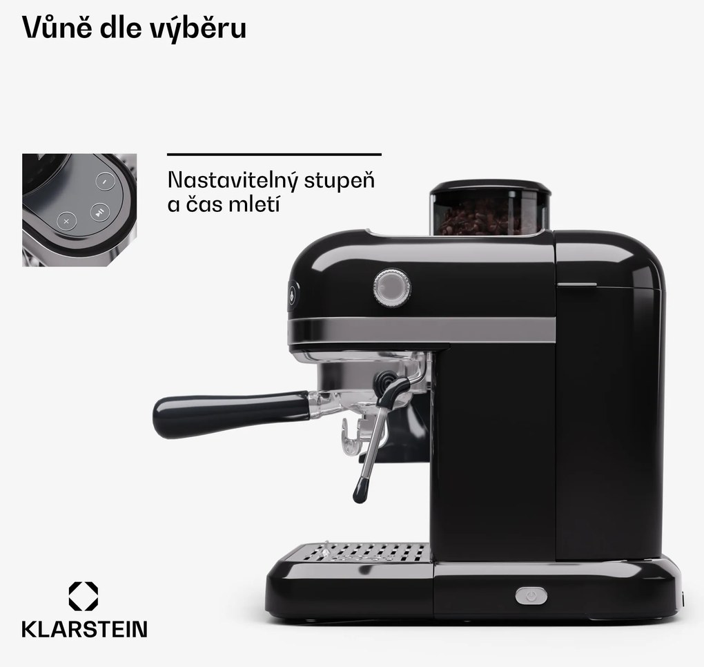 Klarstein Bella Café, espresso kávovar, včetně mlýnku, 1550 W, 20 bar, 1,4 litru