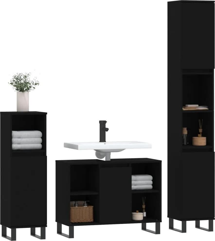 vidaXL 3dílný set koupelnového nábytku kompozitní dřevo [3190308] Barva: Bílá