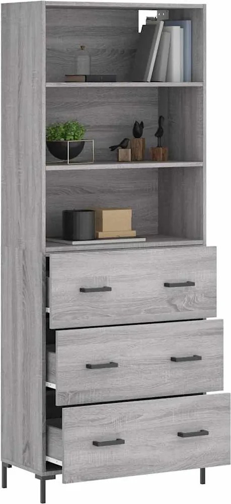 Skříň highboard šedá sonoma 69,5 x 34 x 180 cm kompozitní dřevo 3189387