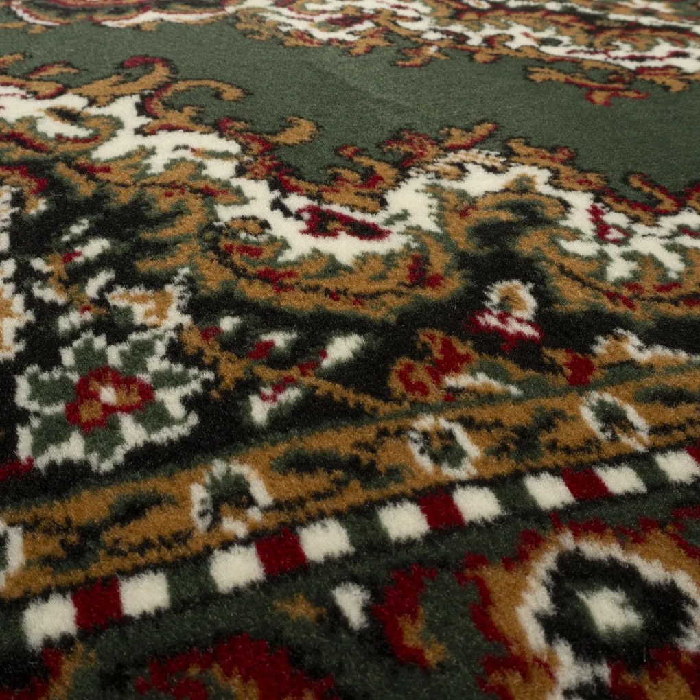Alfa Carpets, Běhoun na míru TEHERAN T-102 green, šíře 100 cm, zelená, chodba / předsíň
