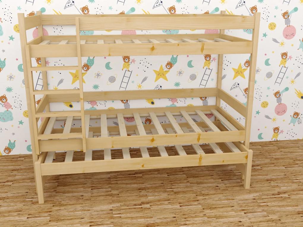 Vomaks Patrová postel s výsuvnou přistýlkou PPV 013 Rozměr: 80 x 180 cm, Barva: moření dub, Prostor mezi lůžky: 80 cm