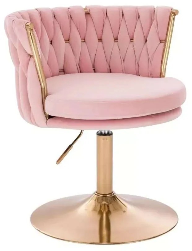 LuxuryForm DESIGN Otočná židle LYON VELUR na zlatém talíři - růžová