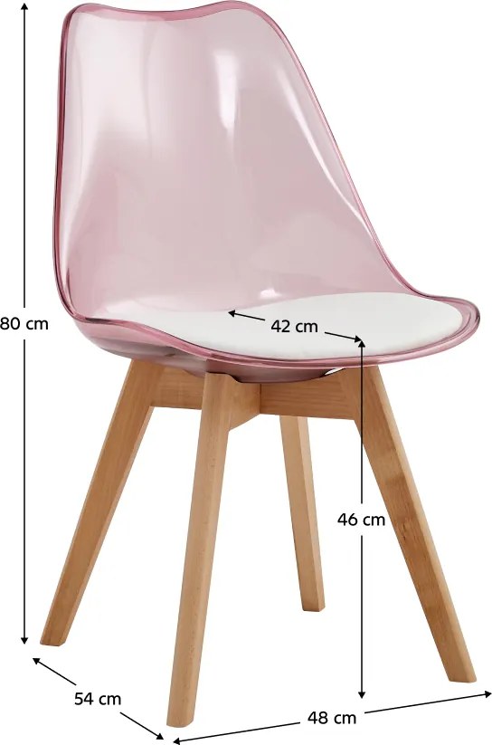 Židle, transparentní růžová, akryl/ekokůže/buk, BALI 2 NEW