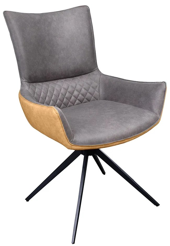 Designová otočná židle Wendell šedá / hnědá