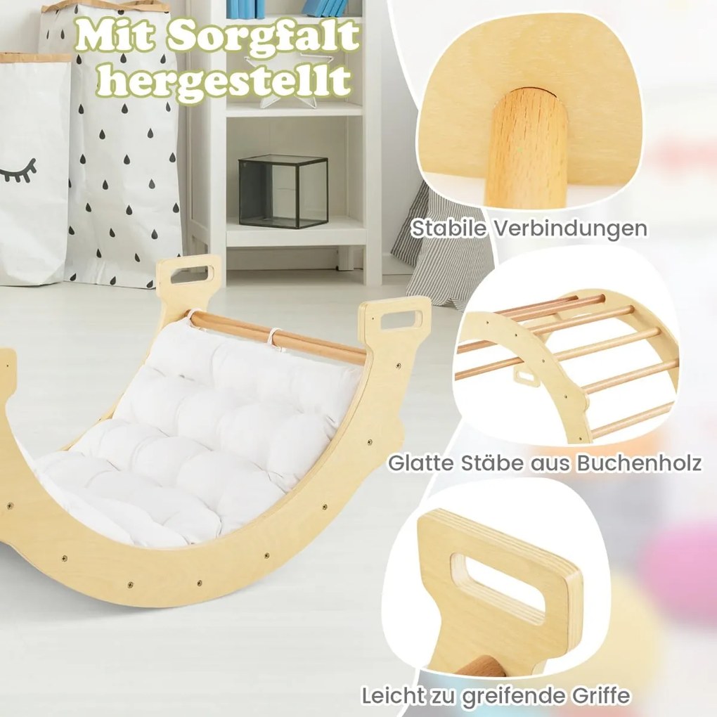 Costway 2-in-1 obloukový rocker s polštářem Oboustranný lezecký oblouk Natural