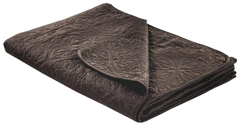 Sada embosovaného přehozu na postel s polštáři 140 x 210 cm hnědá RAYEN Beliani