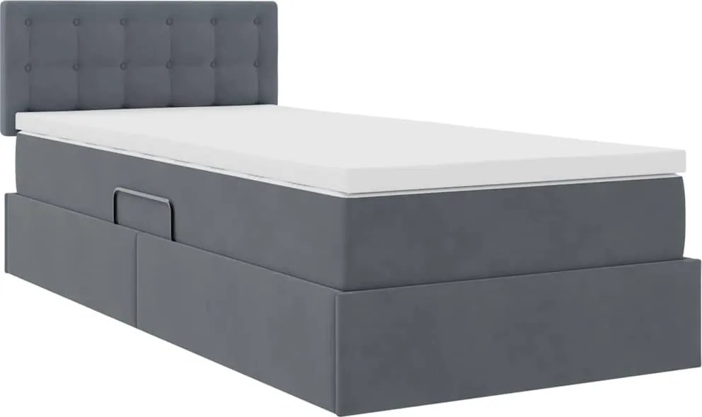 Postel s úložným prostorem s čelo Tmavě šedá 90 x 200 cm samet 3370852