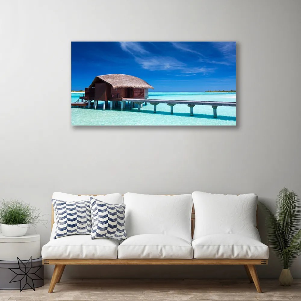 Obraz na plátně Moře Pláž Dům Architektura 140x70 cm