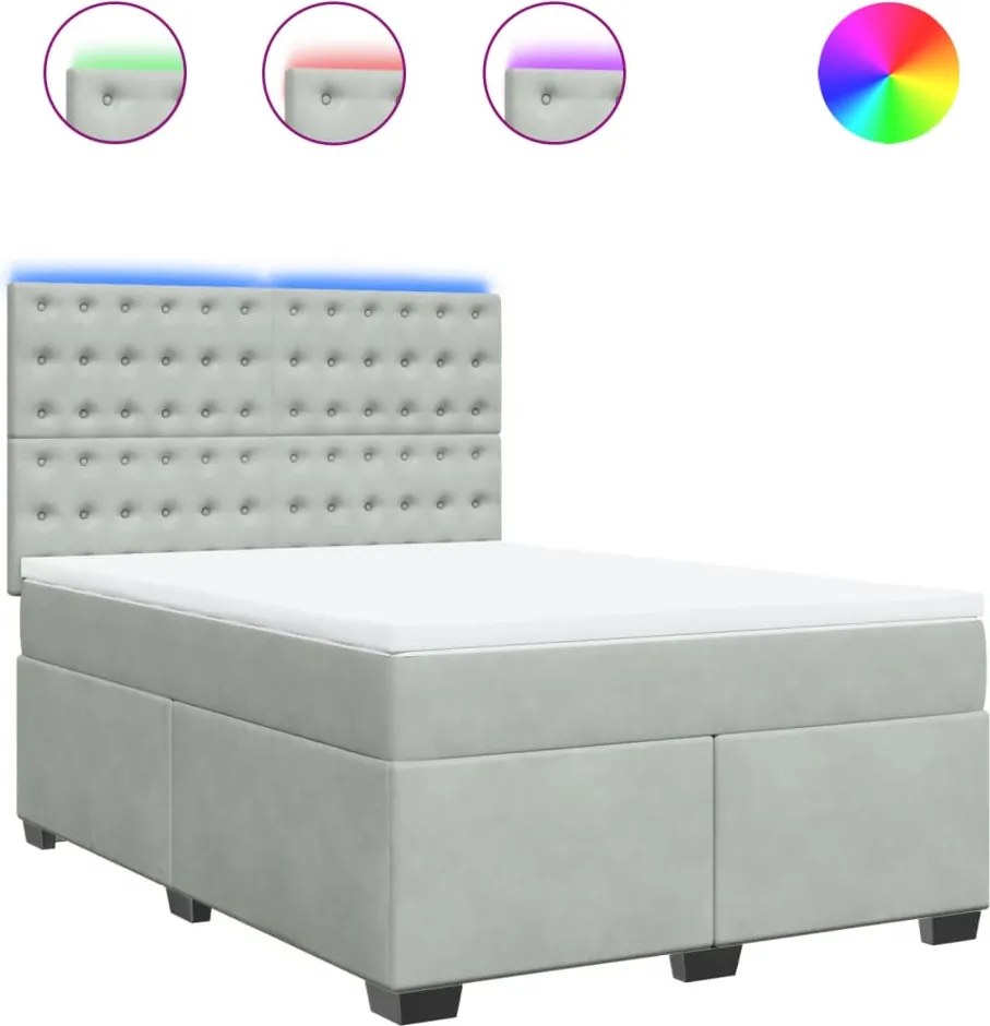 Box spring postel s matrací světle šedá 160x200 cm samet 3293266