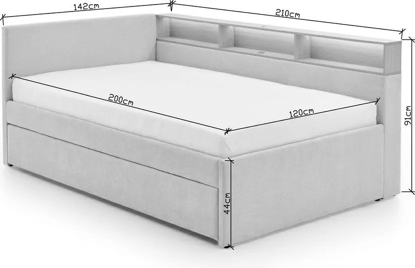 Béžová rohová dětská postel s úložným prostorem bez roštu 120x200 cm Uno – Meise Möbel