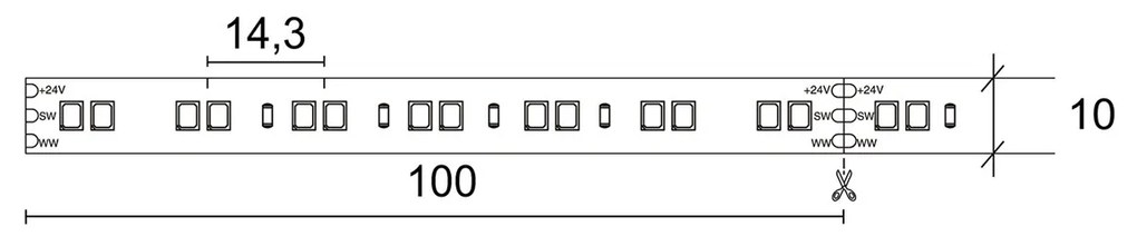 Indeluz 206AS-L5213FC0-00 24 V LED pásek Nilo Dual, 13,5W/m, 2700-6500K, 5m, IP20