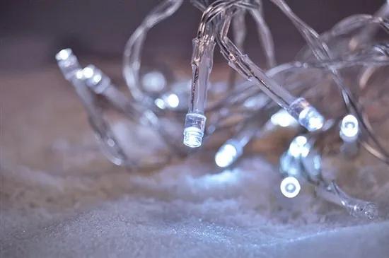 LED vánoční řetěz, 3m, 20xLED, 3x AA, bílé světlo, transparentní kabel