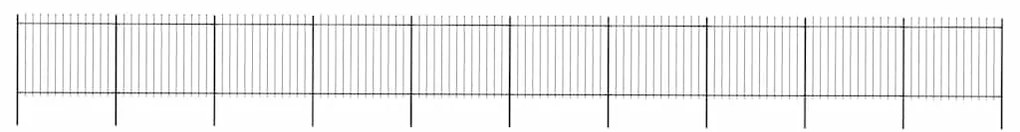 Zahradní plot s kopím nahoře ocelový 1673 x 150 cm černý 277638