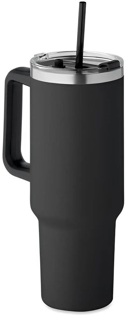 Termohrnek scortland láhev na pití s brčkem nordic tumbler černá, nerez, 1200 ml s brčkem