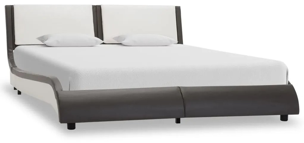 280349 vidaXL Rám postele šedo-bílý umělá kůže 140 x 200 cm