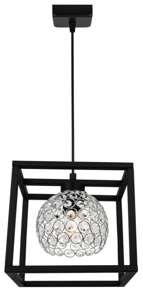 Závěsné svítidlo Crystal Cage, 1x stříbrné křišťálové stínítko v kovovém rámu