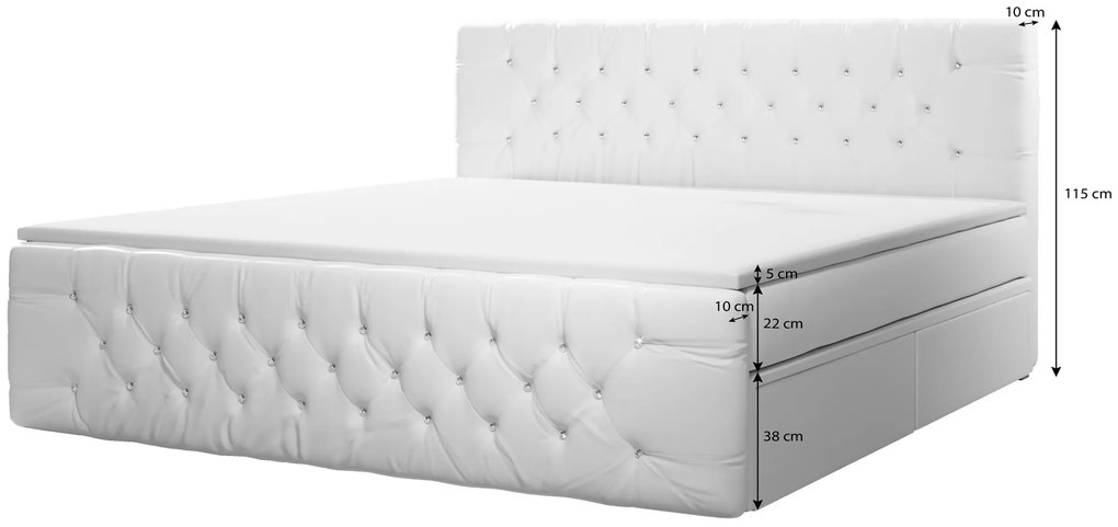 K&M postele Luxusní boxspring postel CRYSTAL s úložným prostorem Velikost postele: 140 × 200 cm, Výběr matrace: Taštičková zónová matrace - měkká (70…