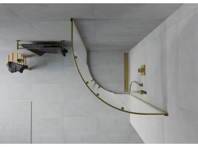 Mexen Rio půlkruhový sprchový kout 70 x 70 cm, Vzor jinovatky, Zlatá - 863-070-070-50-30
