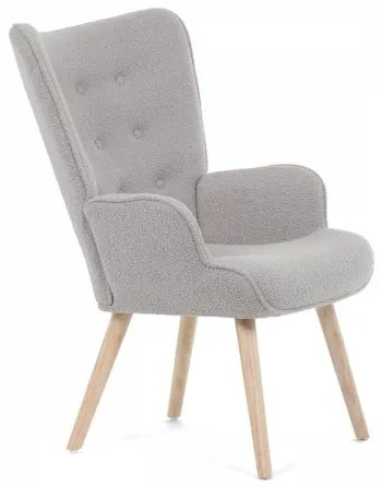 Křeslo ušák šedé bouclé nohy masiv AK-309 GREY2