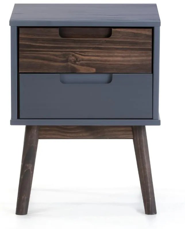 OnaDnes -20% Antracitově šedý borovicový noční stolek Marckeric Nussa 40 x 40 cm